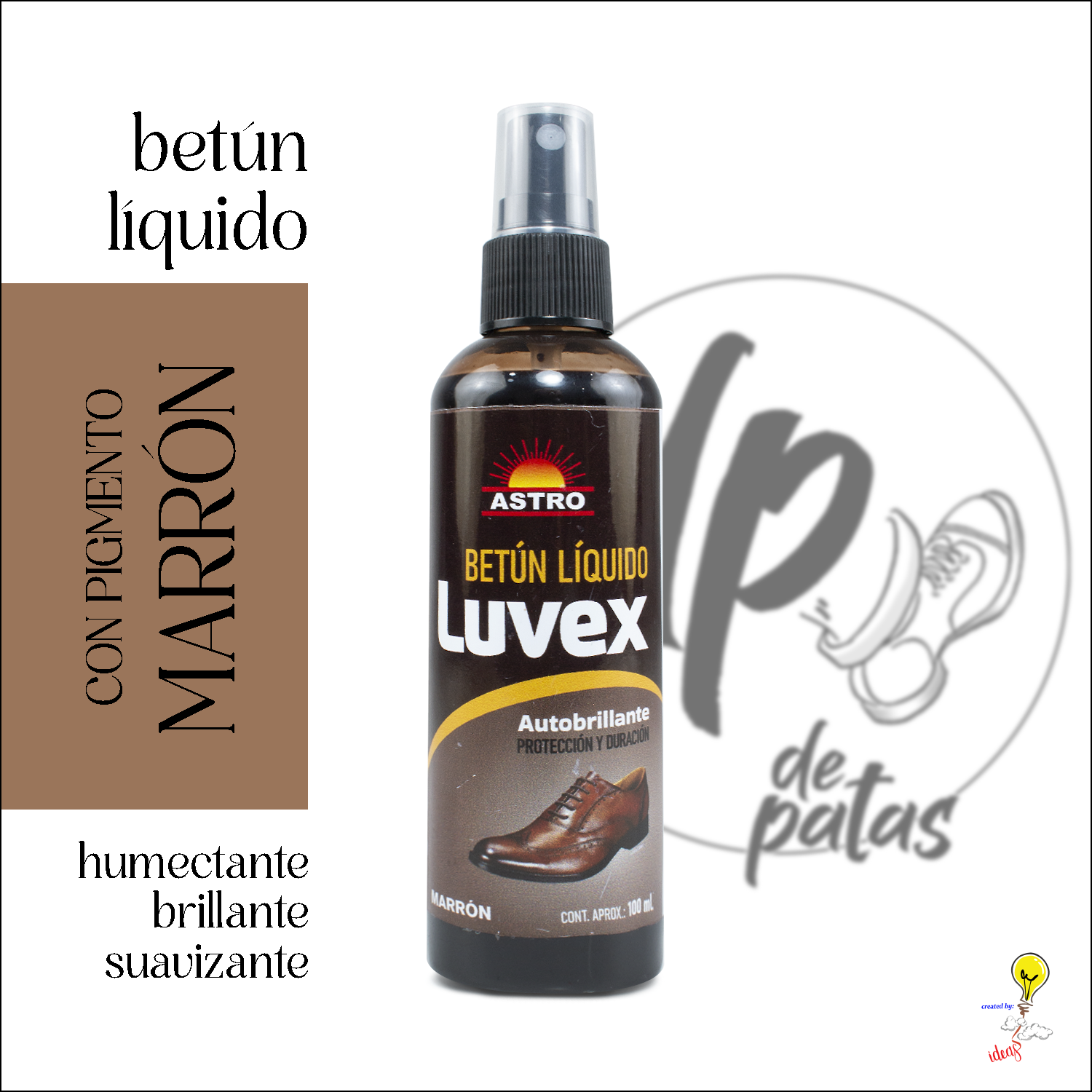 Betún líquido autobrillante (LUVEX-MARRÓN 100 ml) – depatascalzadomasculino